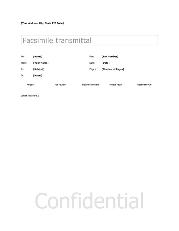 20 Free Fax Cover Templates / Sheets In Microsoft Office DocX