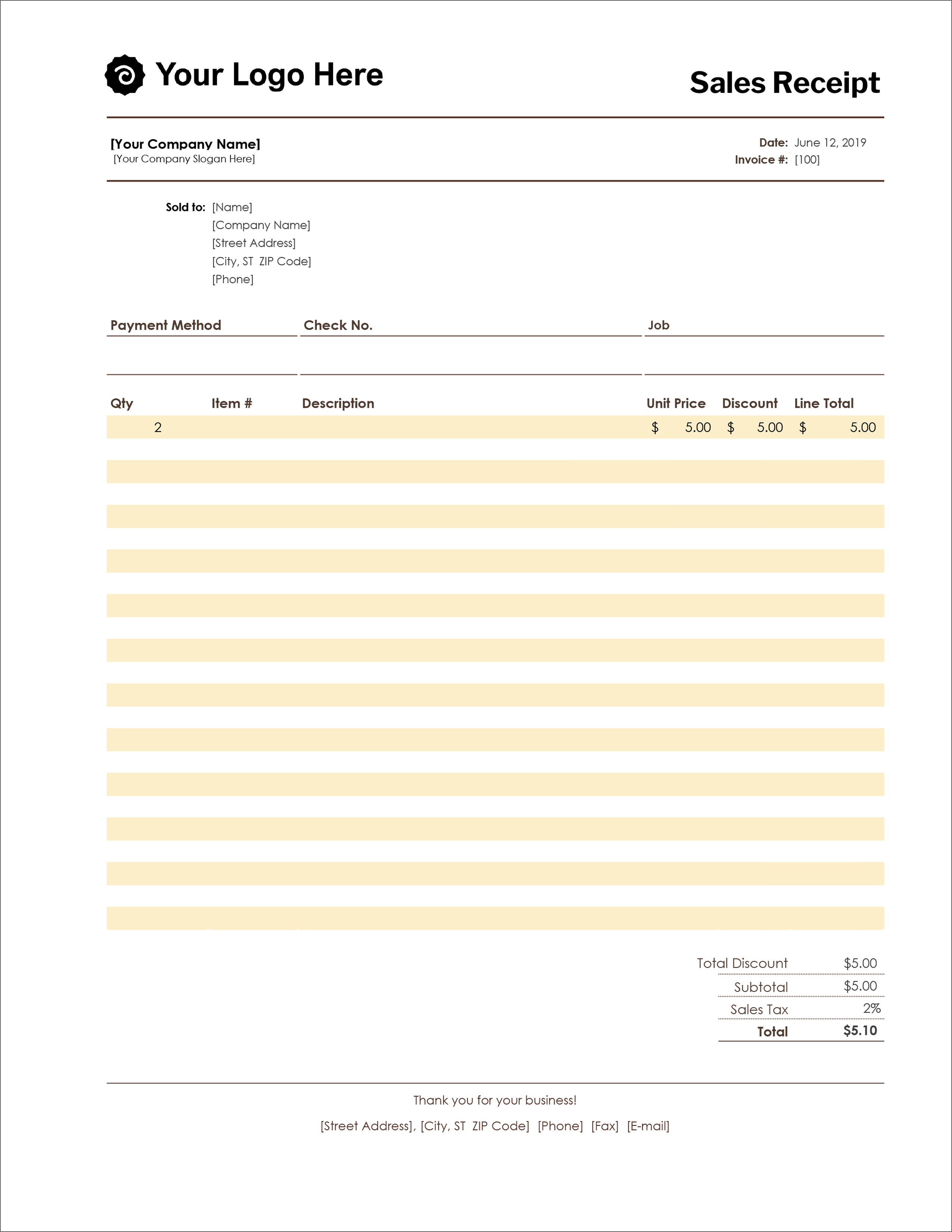 Word Receipt Template