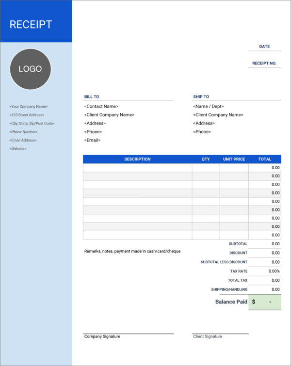 14 Free Receipt Templates - Download For Microsoft Word, Excel, And ...