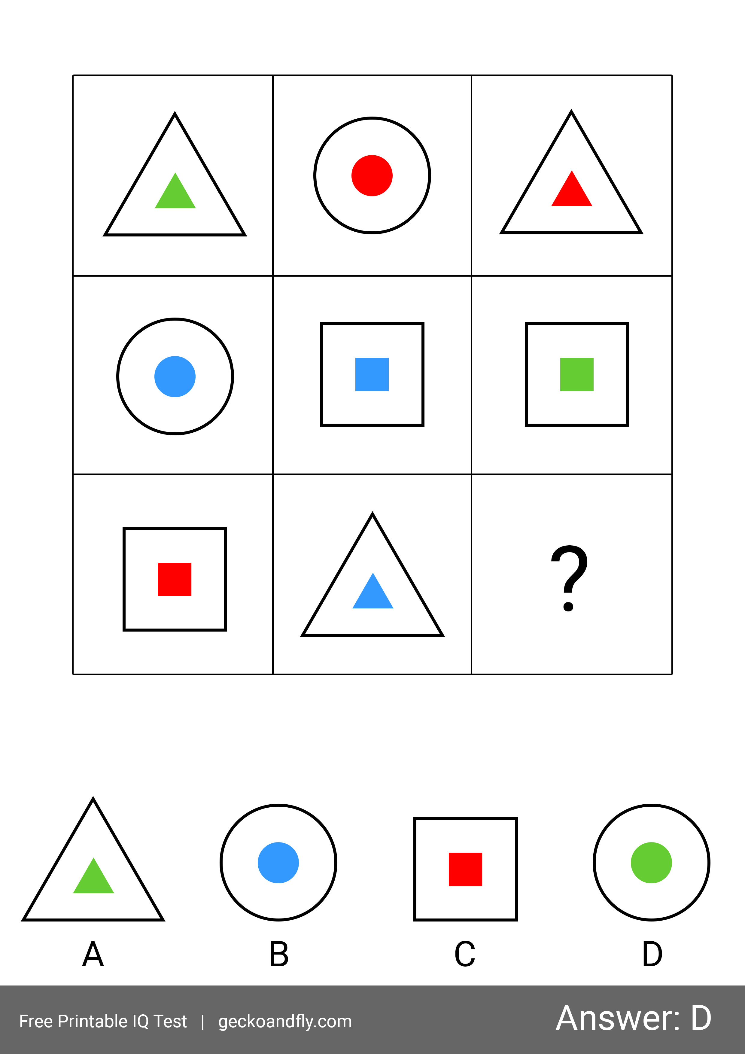 60 Free Printable IQ Test For Kids From 5 to 16 years old [ Part 1 ]