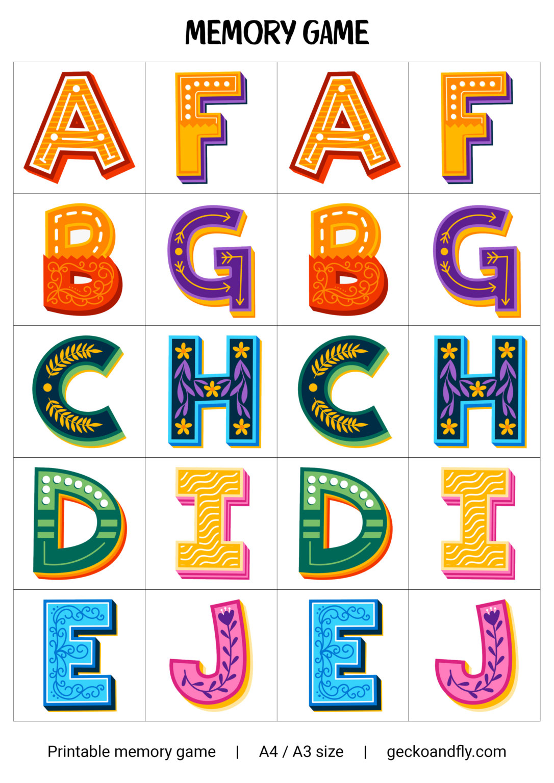 8 Free Printable Memory Game With Text