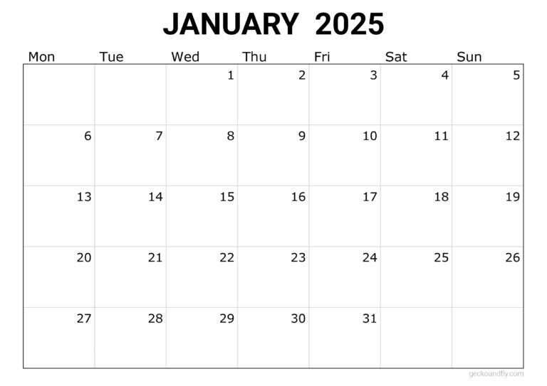 12 Free Printable 2025 Monthly Calendars - Simple & Minimalist Style