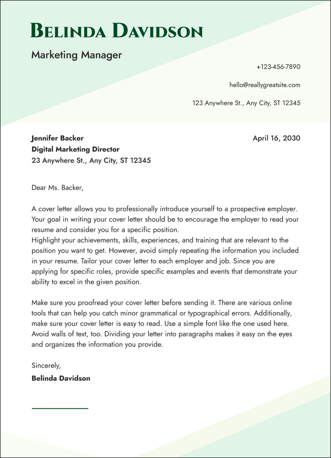 20 Free Cover Letter Templates For Microsoft Word Docx And Google Docs