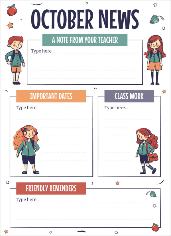 40 Free Printable A4 Newsletter Templates For School And Community ...