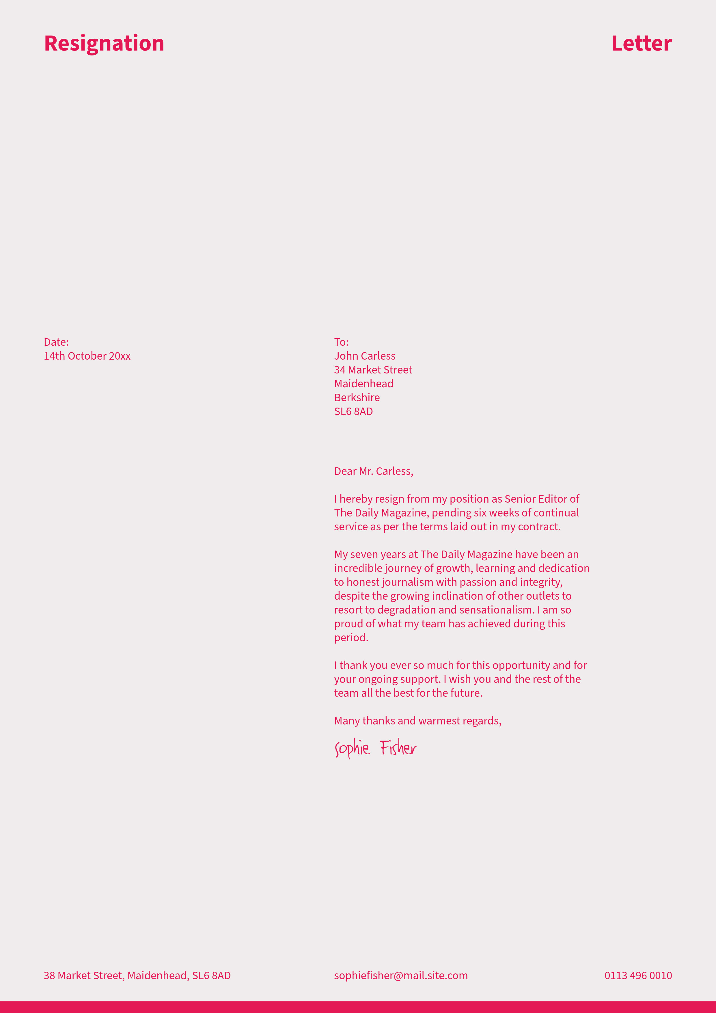23 Free Editable Simple Resignation Letter Templates