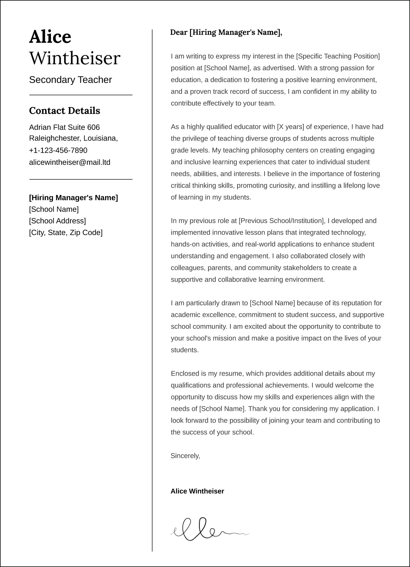 20 Free Cover Letter Templates For Microsoft Word Docx And Google Docs