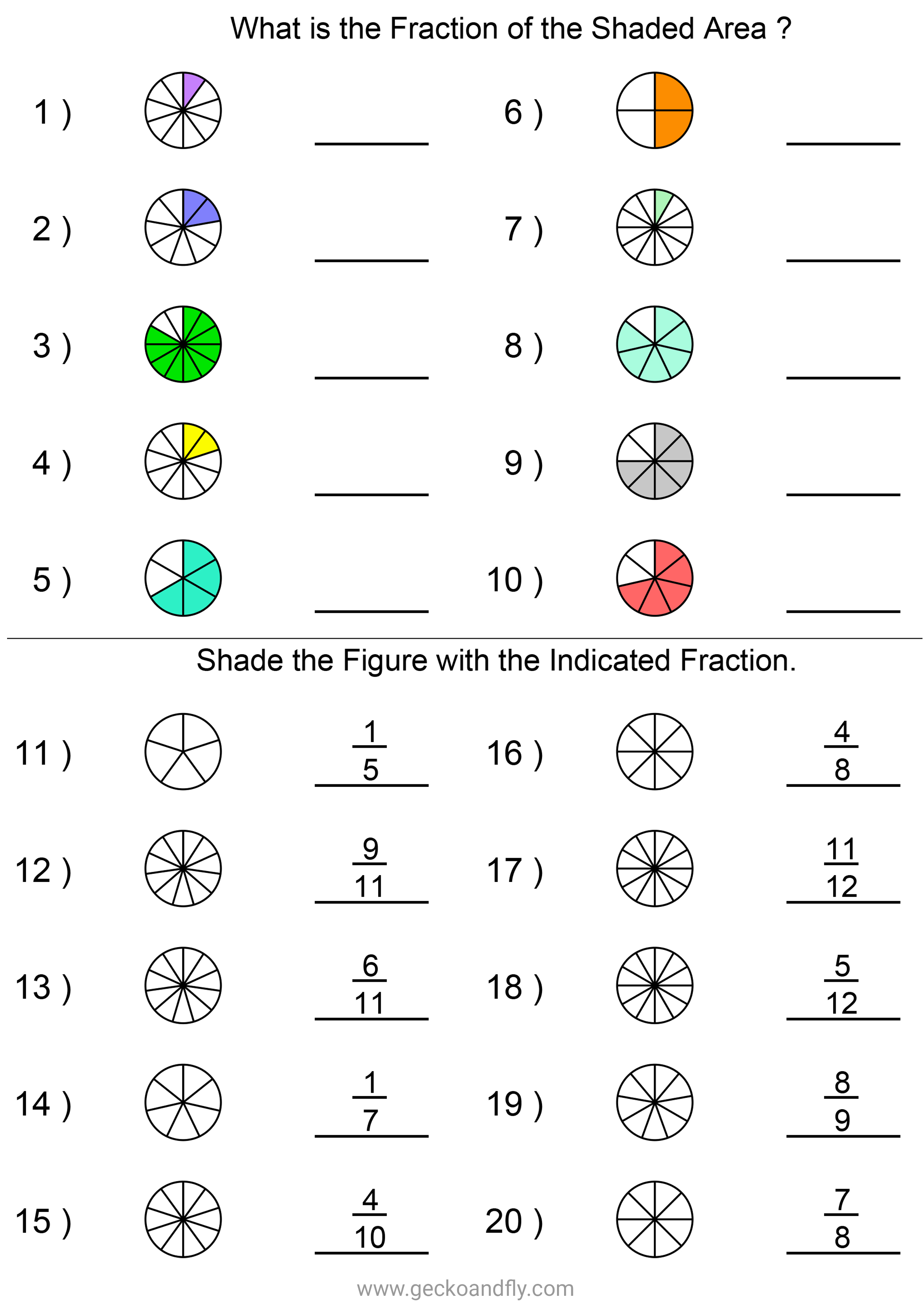 77 Printable Fractions Flash Cards & Free Worksheets