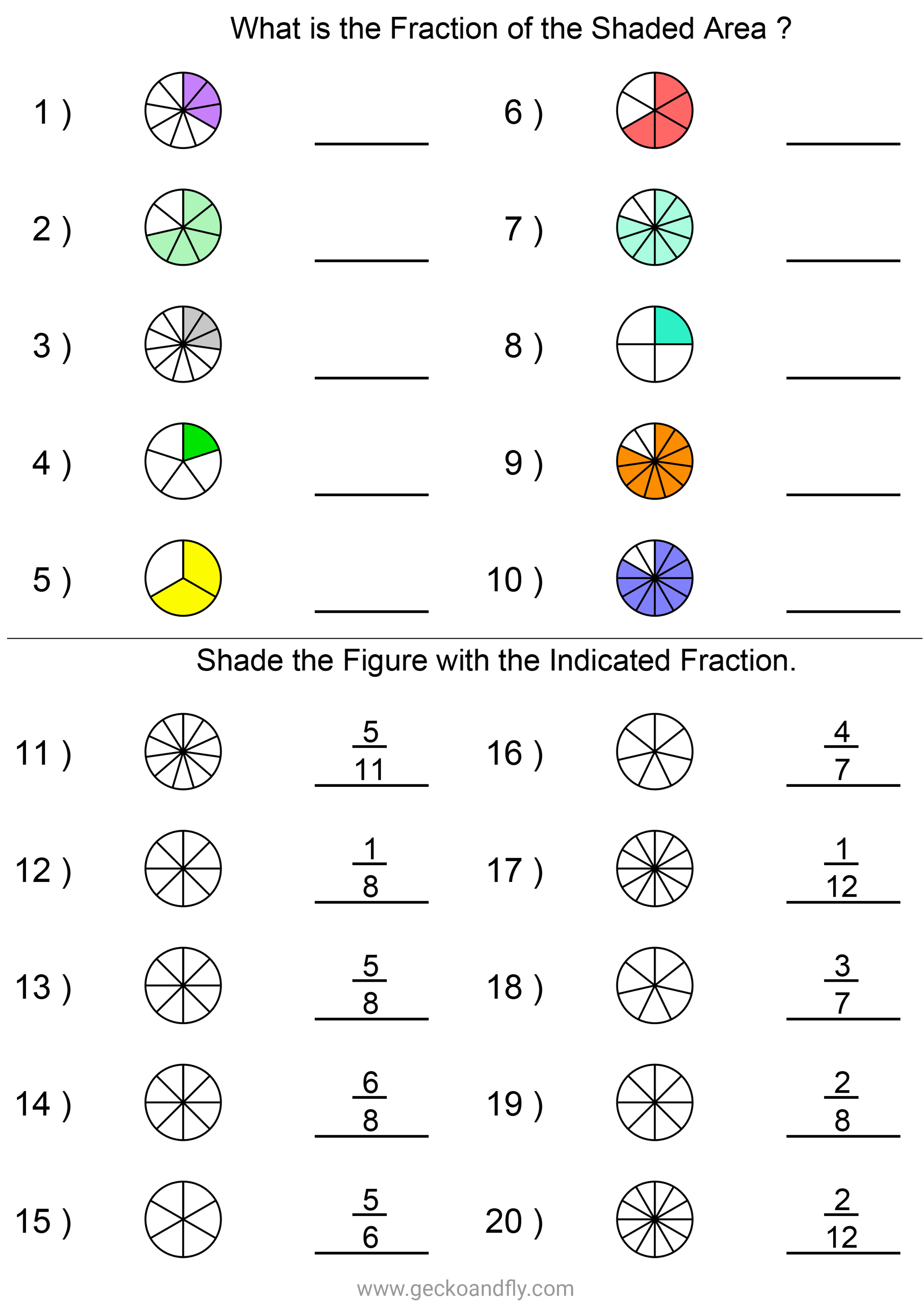77 Printable Fractions Flash Cards & Free Worksheets